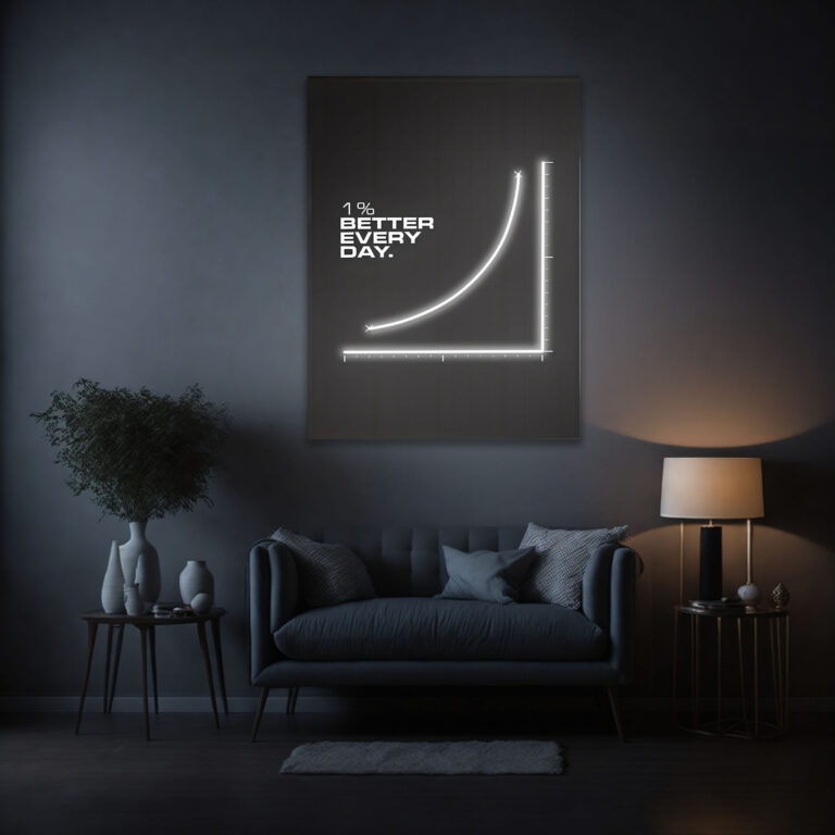 1% Better Every Day - Neon Motivational Art - The Neon Company